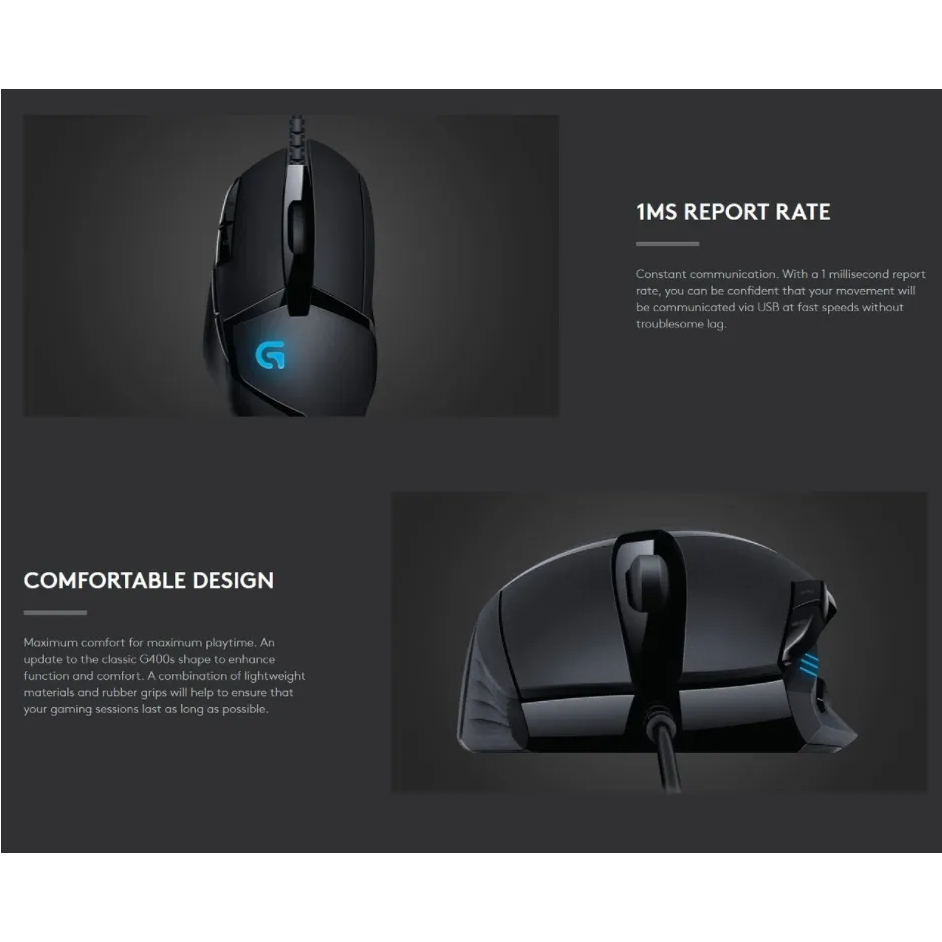 Logitech G402 Hyperion Fury Wired Gaming Mouse 4000 DPI Lightweight 8 ...