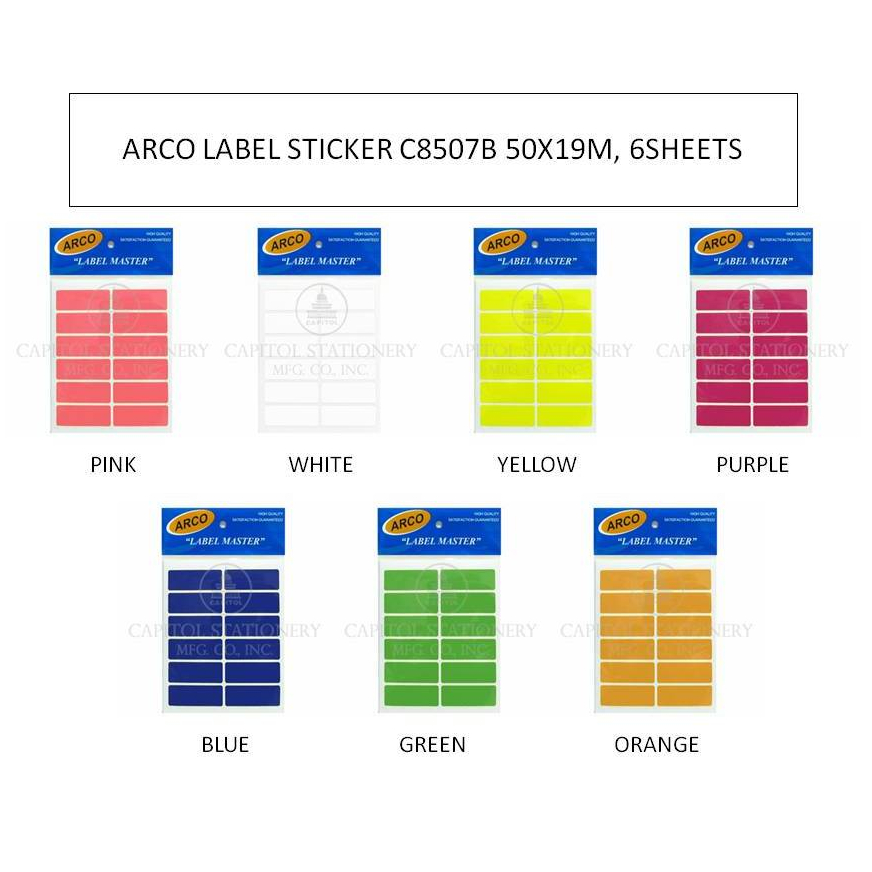 ARCO Rectangular Label Stickers/ LABEL STICKER C8507B 50X19mm 6SHEETS ...