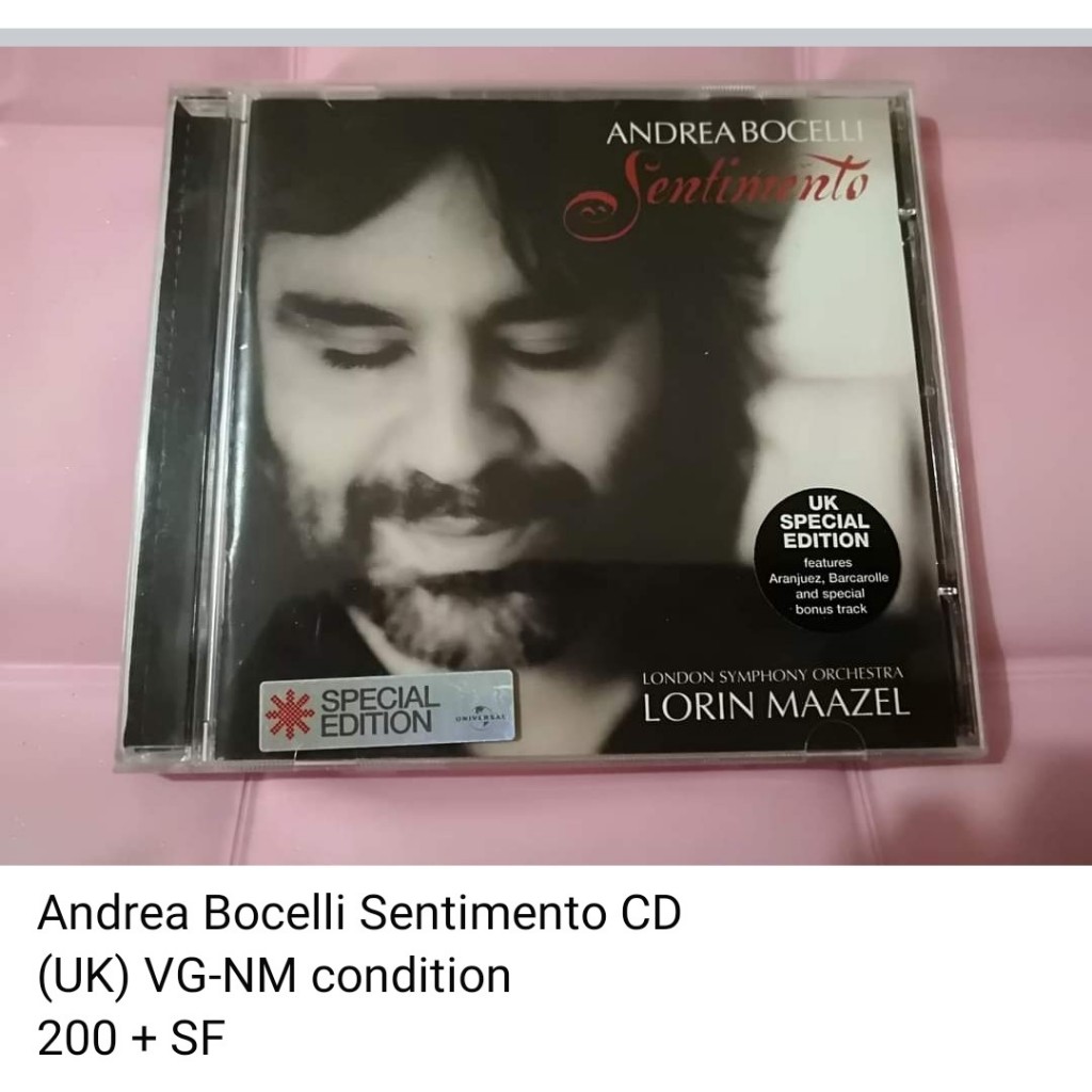 Andrea Bocelli Sentimento CD (unsealed) | Shopee Philippines