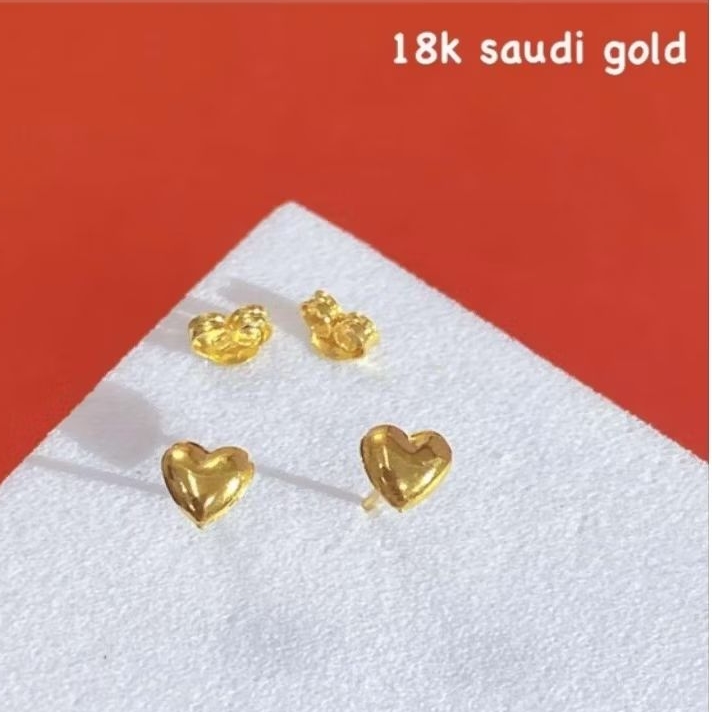 ️18k Saudi Gold ️Real Gold Pawnable/Nasasanla Minimalist stud heart ...