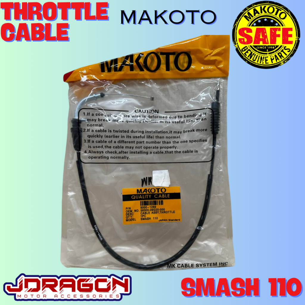 MAKOTO THROTTLE CABLE (SMASH 110) | Shopee Philippines