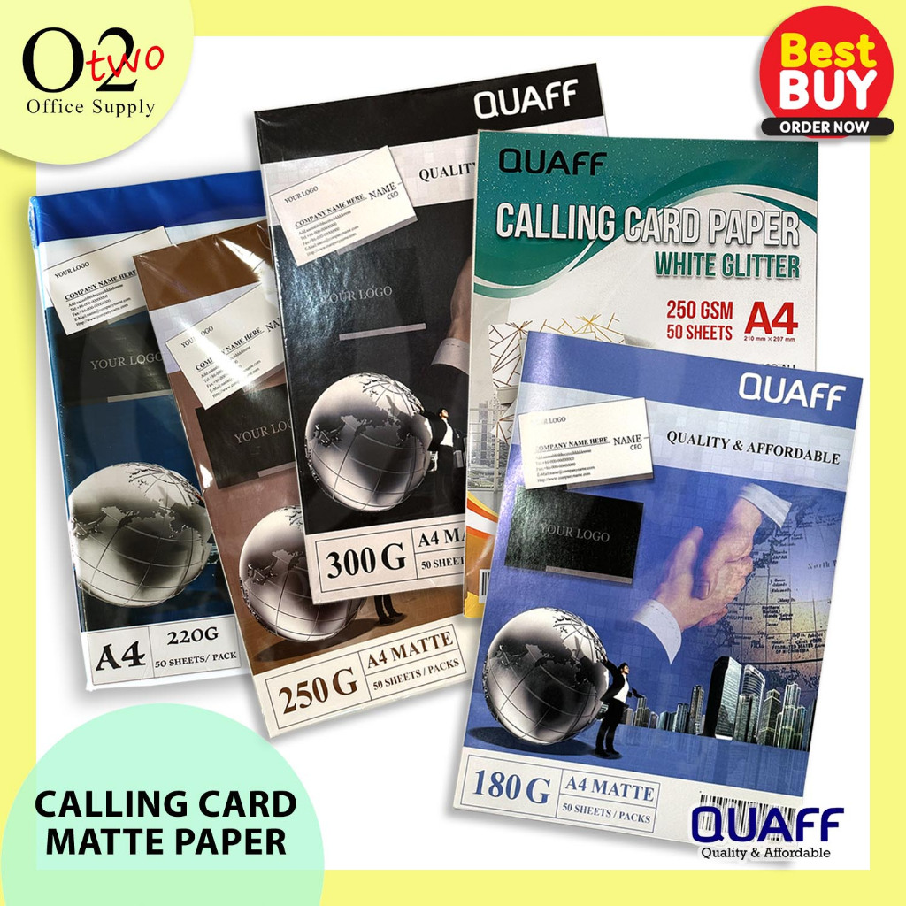 QUAFF Calling Card Paper Double Sided White Matte A4(180g/220g/250g ...