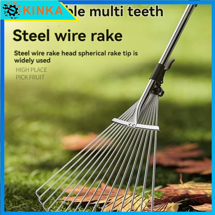 15 Teeth Telescopic Rake Garden Leaf Rake Cleaning Leaves Rake ...