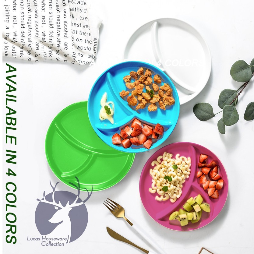 (12in1) Divided Round Plastics Plate | Canteen Plate Divider | Party ...