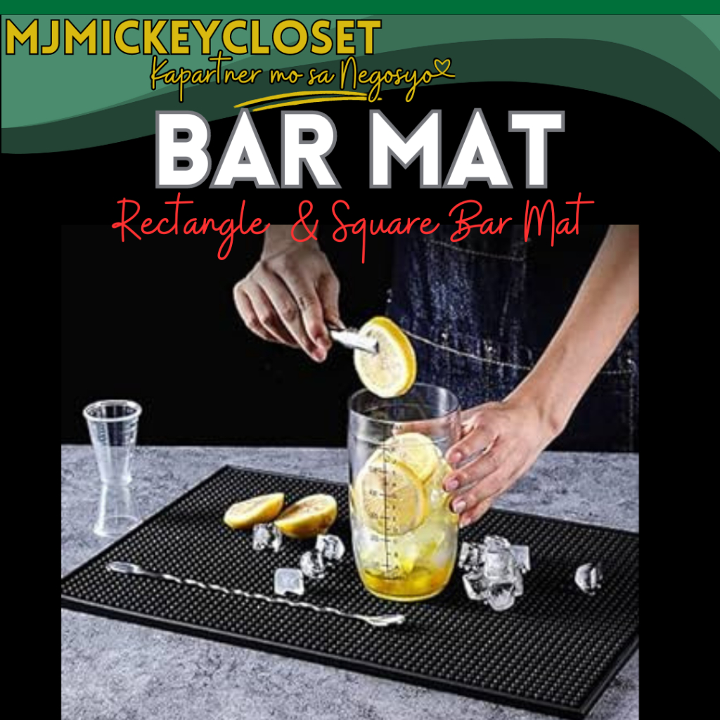 Black Bar Mat Rubber Bar Mat Cafe Service Spiil Mats Drink Cocktail ...
