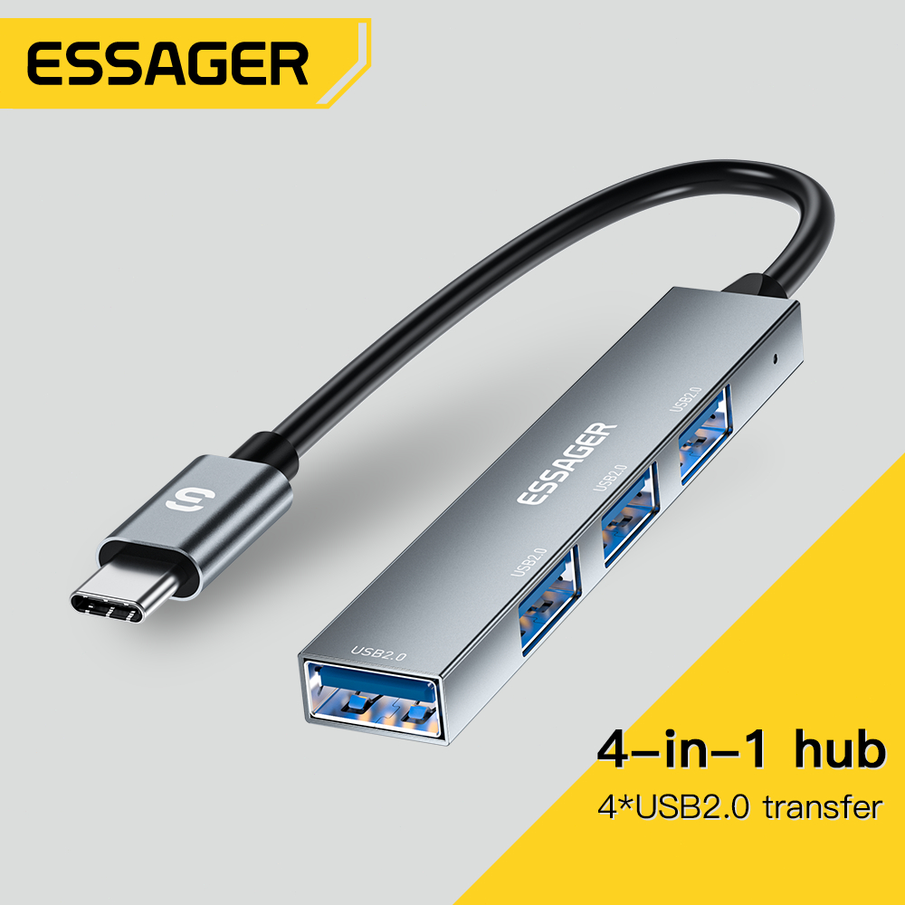 Essager 4 in 1 Hub | 4K 4 port USB Splitter Fast Speed usb hub 3.0 For ...