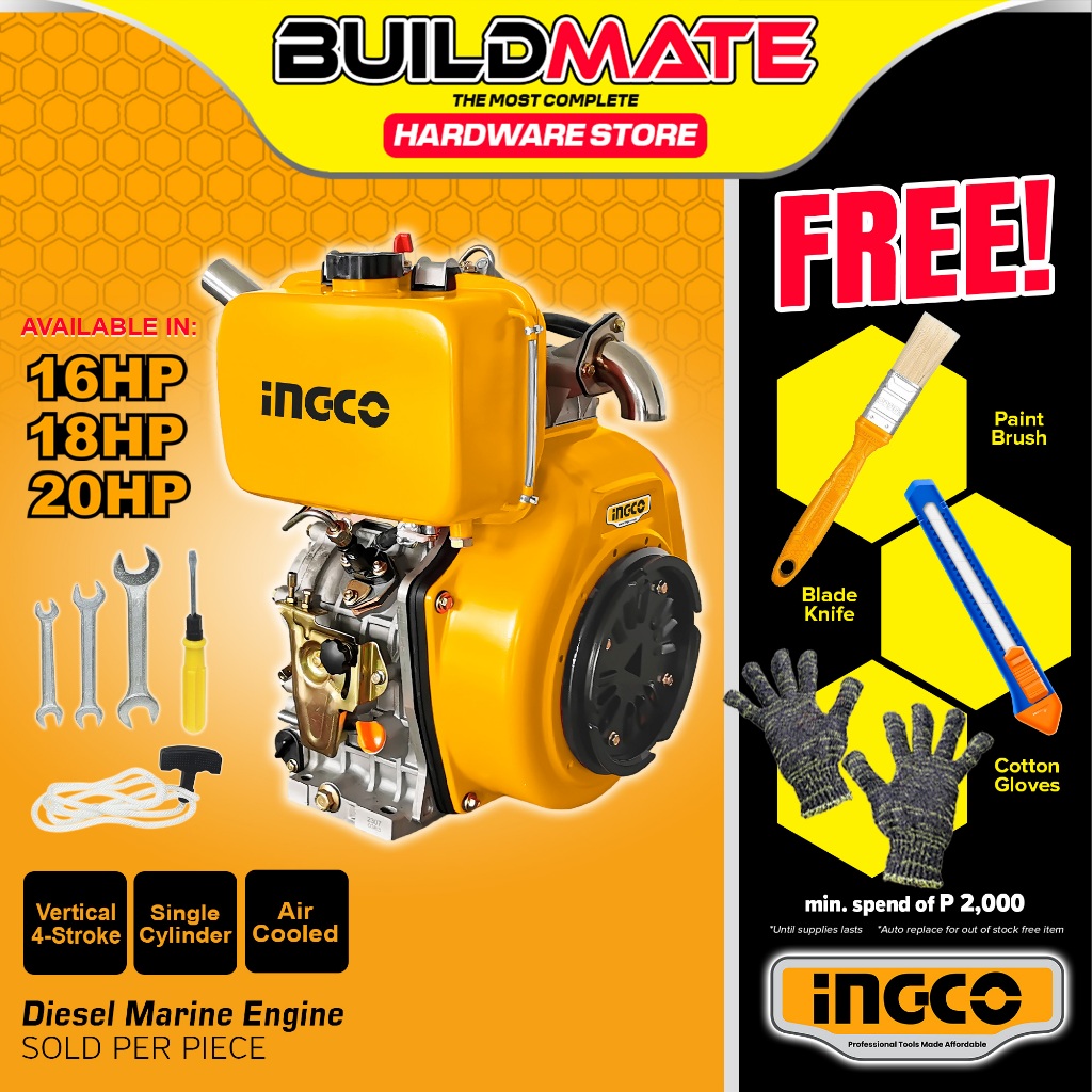 BUILDMATE Ingco Diesel Marine Engine 16HP - 20HP Single-Cylinder 4 ...
