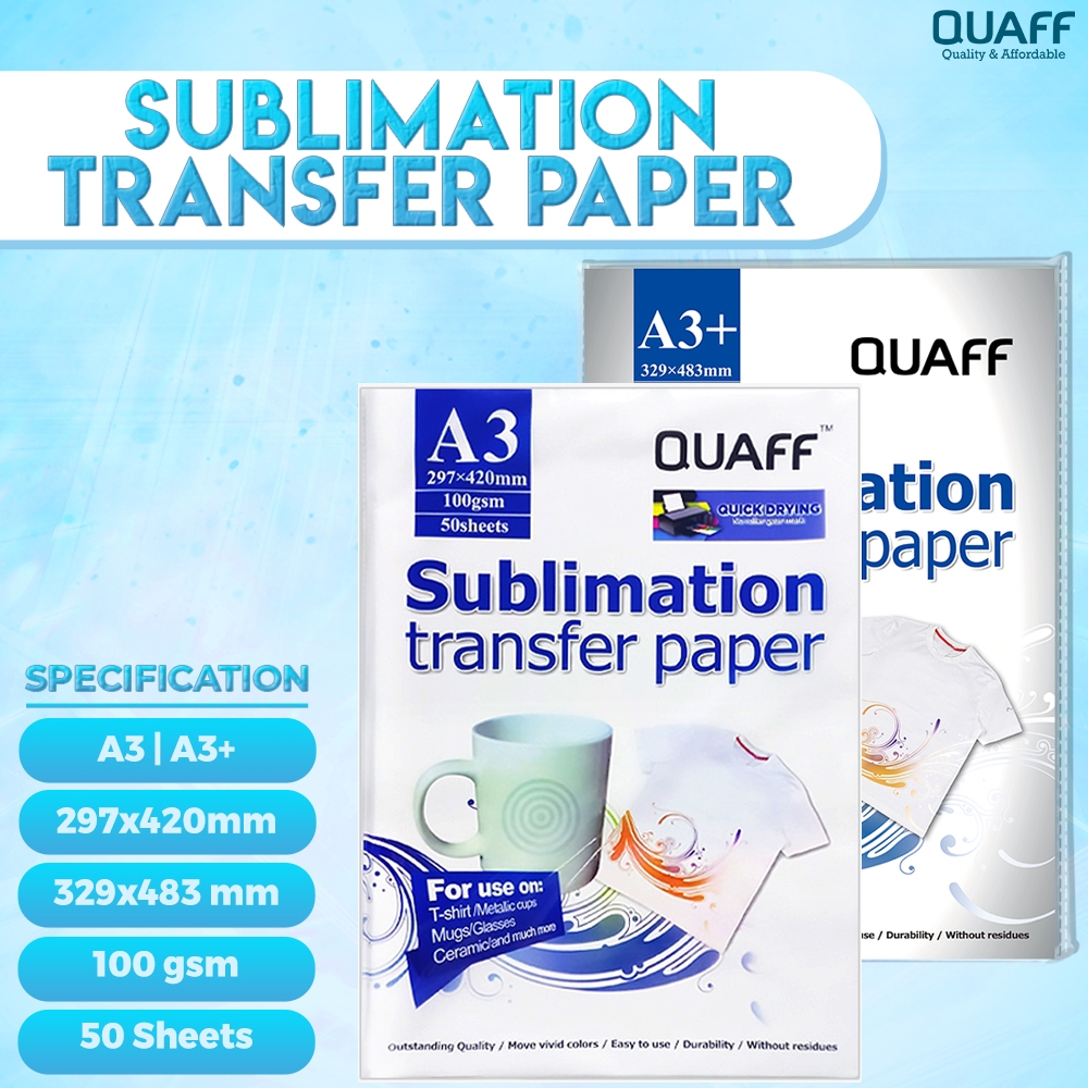 Quaff Sublimation Paper A3 Size & A3+ Size Transfer Paper 100gsm 50sheets | Shopee Philippines