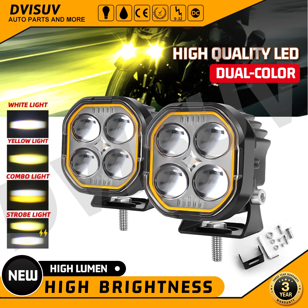 120W Mini Driving Lights Laser Gun Motorcycle LED Strobe Lights White Yellow Fog Light MDL 12V ...