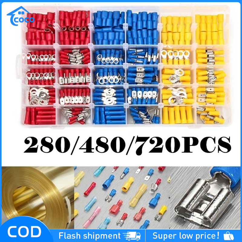 280/480pcs/set Insulation Terminal Wire Connector Whit Wire Cable Heat ...