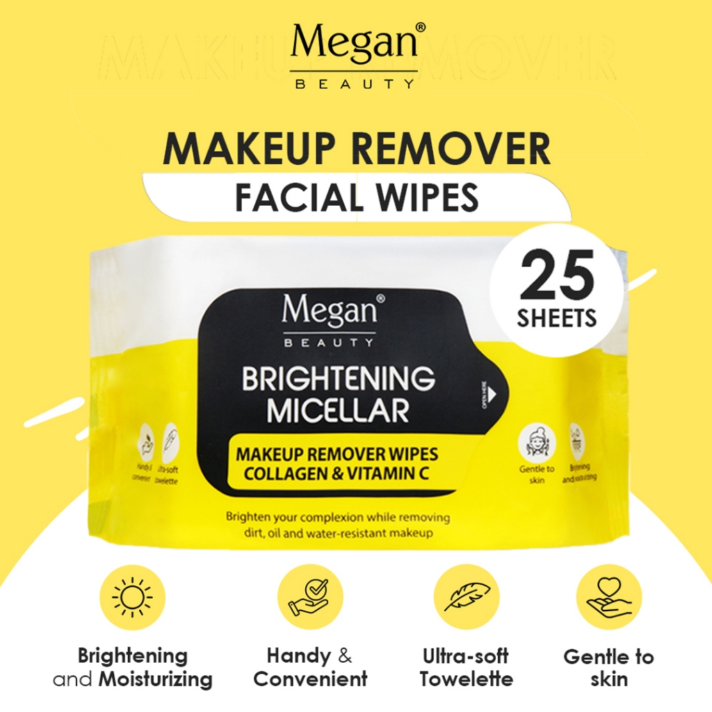 Megan Make Up Remover Wipes 25's - Collagen and Vitamin C | Shopee ...