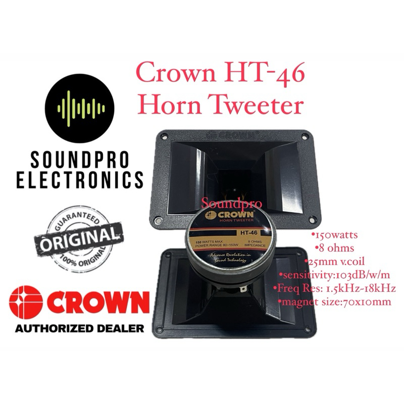 Crown HT-46 150watts Horn Tweeter (1pc) FREE CONDENSER | Shopee Philippines
