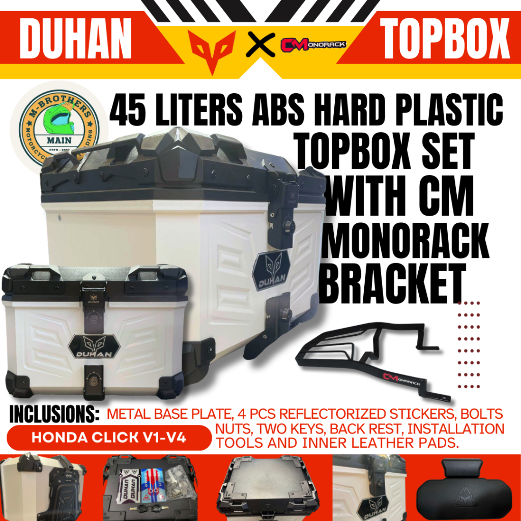 Set for White-Black & Black Duhan 45 Liters Hard Plastic Topbox with CM ...