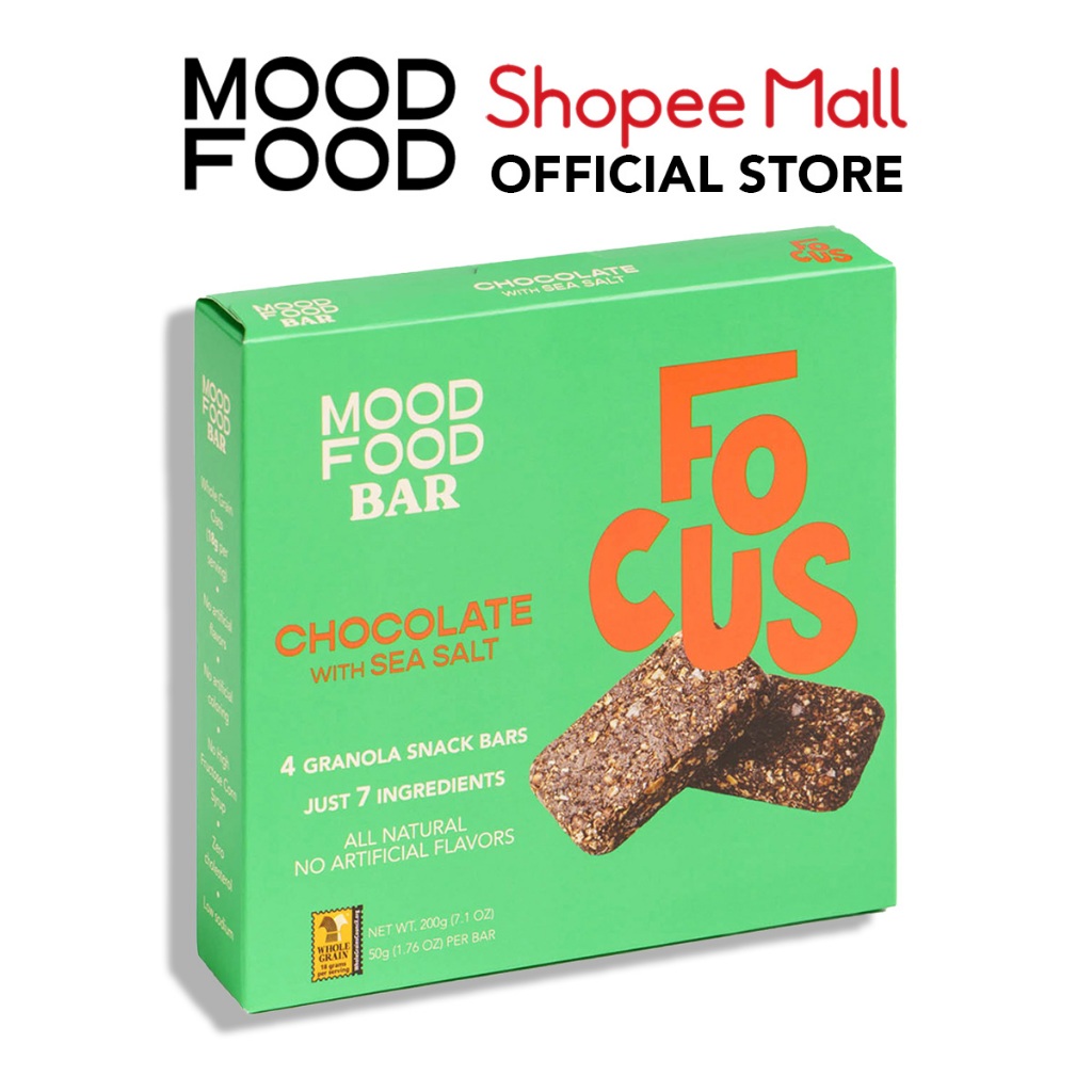 MOOD FOOD BAR FOCUS Chocolate with Sea Salt (4 granola snack bars ...