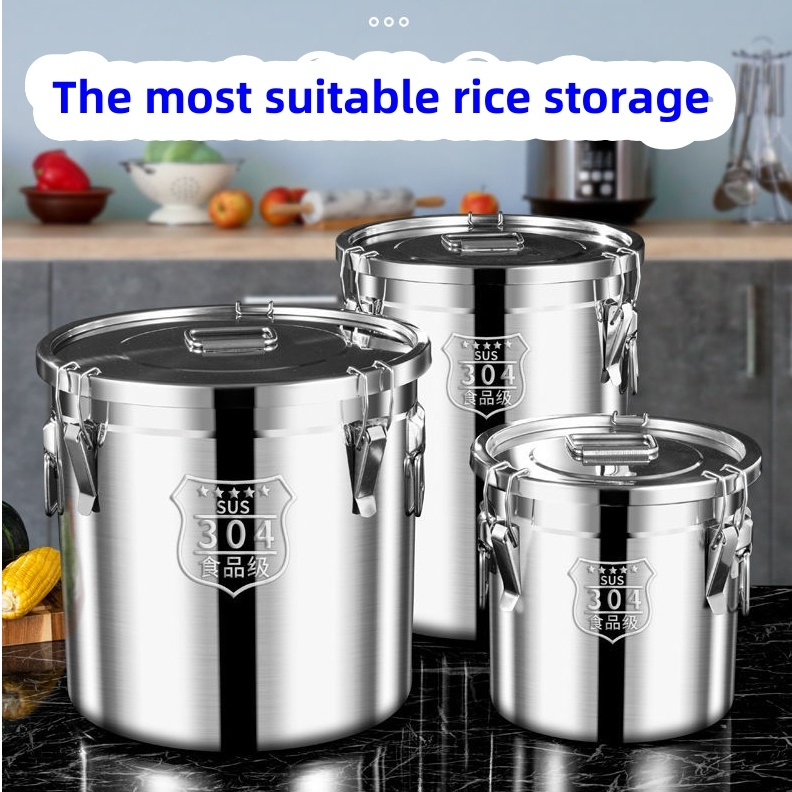 Household insect-proof rice bucket 304 stainless steel storage Soup ...