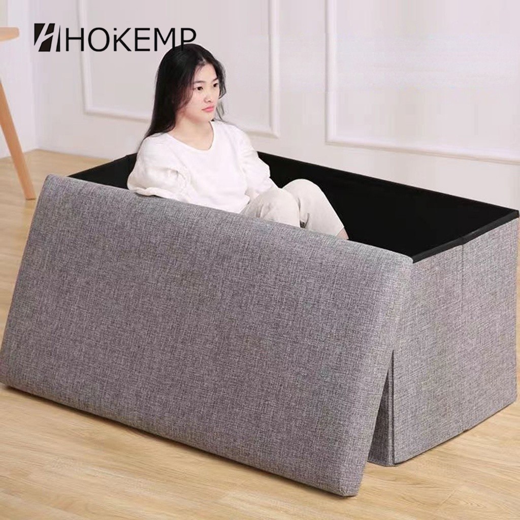 HOKEMP 76CM Long Heavy Duty Foldable Ottoman Chair Sofa Storage Box and ...