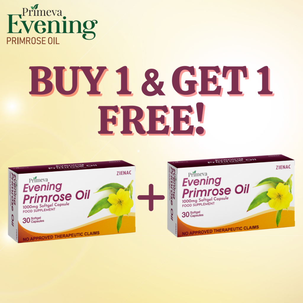 Buy 1 Get 1 Free PRIMEVA Evening Primrose Oil 1000mg- Hormonal Balance ...