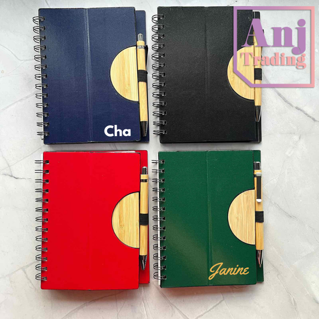 Wooden Bamboo Notebook with FREE Bamboo Pen Dual Color Personalize Name ...