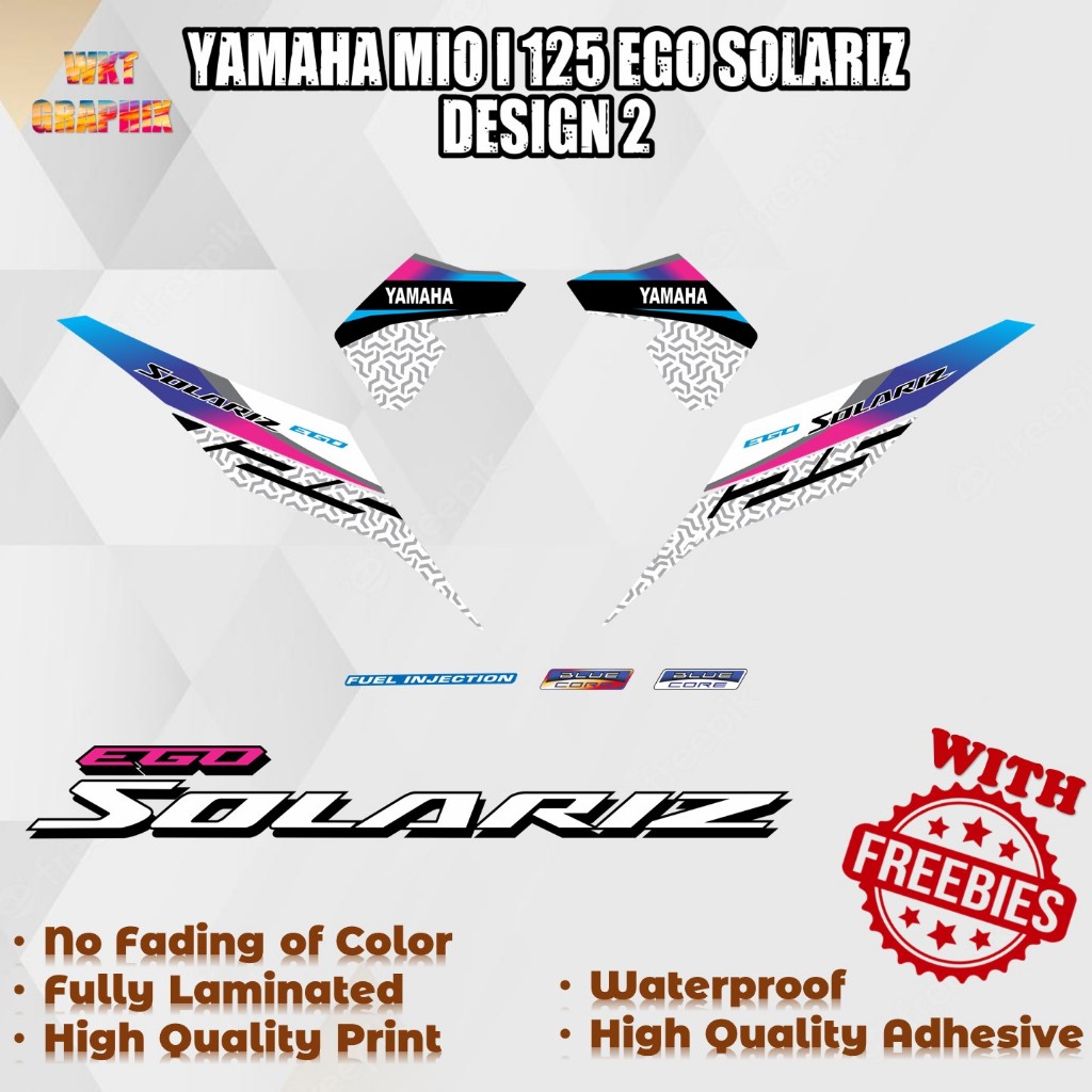 YAMAHA MIO I 125 EGO SOLARIZ DESIGN 2 DECALS (WATERPROOF, LAMINATED ...