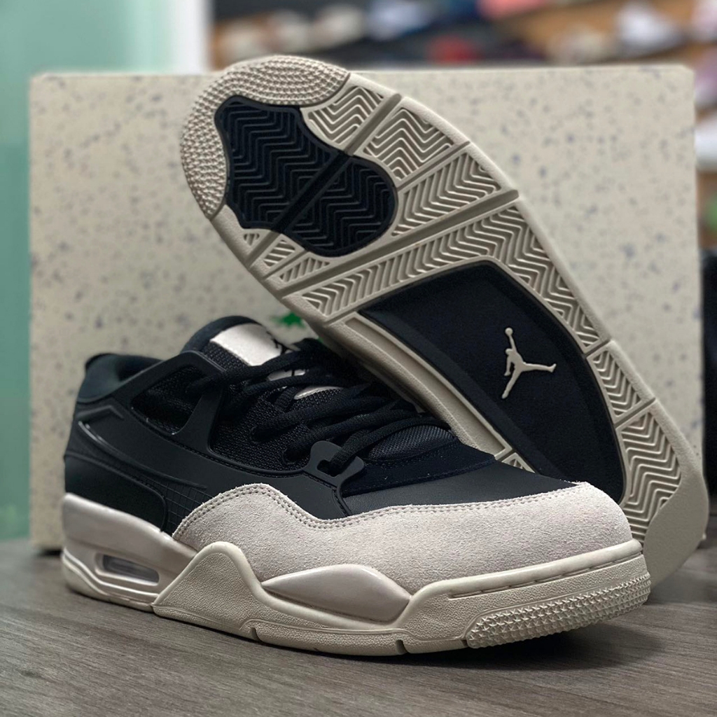 UA Shoes Air Jordan 4 RM Black Light Bone Lowcut Men Sneakers Fashion ...