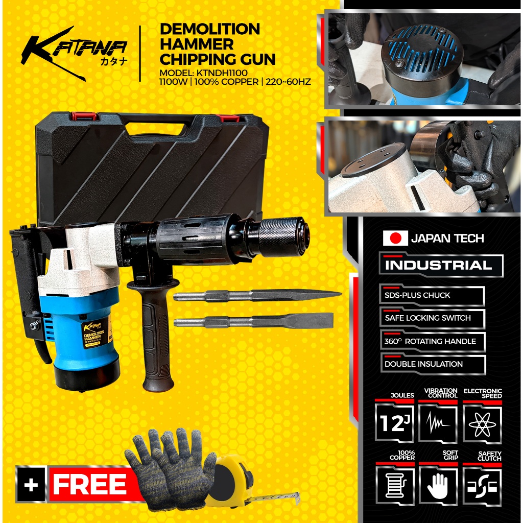 KATANA Japan Tech Demolition Hammer Chipping Gun 1100W With Hard Case ...