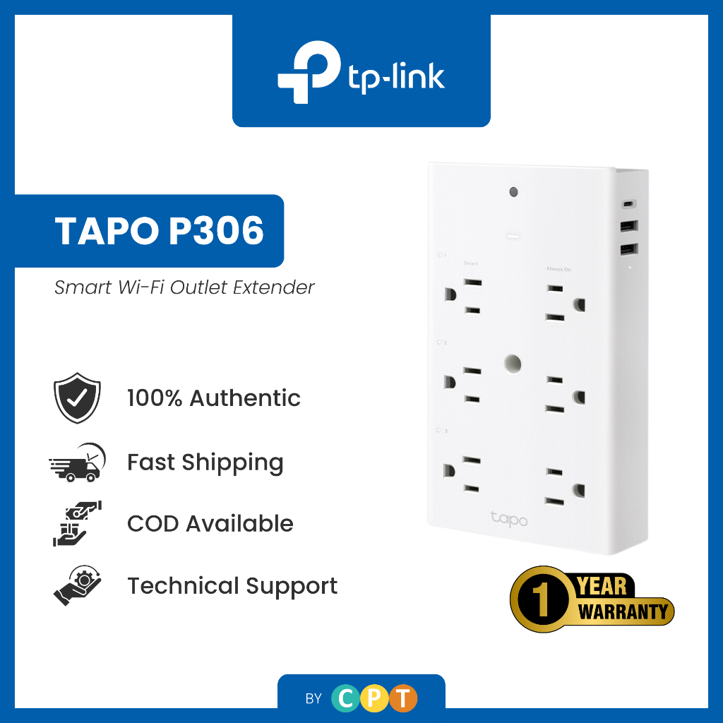TP-Link Tapo P306 9-In-1 18W USB Charging Smart Wi-Fi Outlet Extender ...