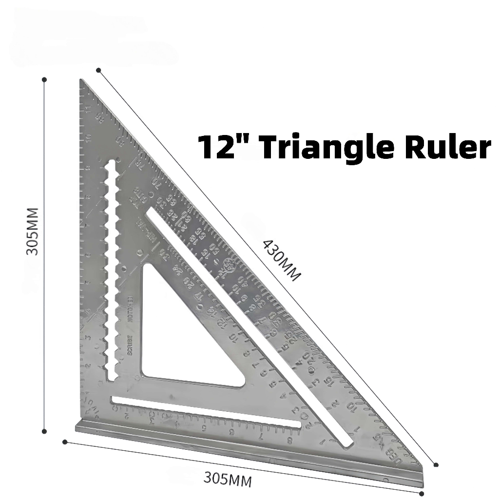 7 Inch & 12inch Aluminium Alloy Right Angle Triangle Carpentry Ruler ...