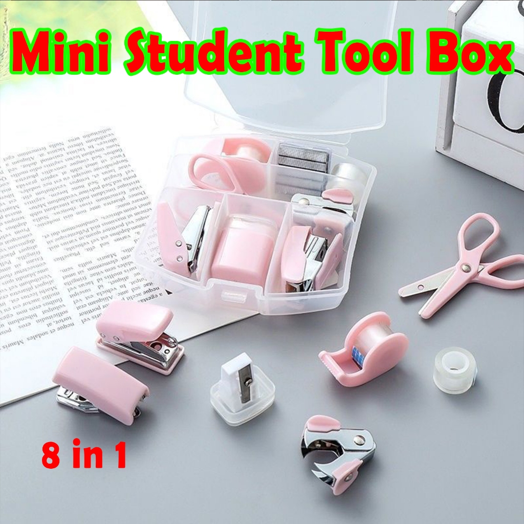 8in1 Mini Office Supplies Stapler Tape Punch Hole Machine Scrapbook ...