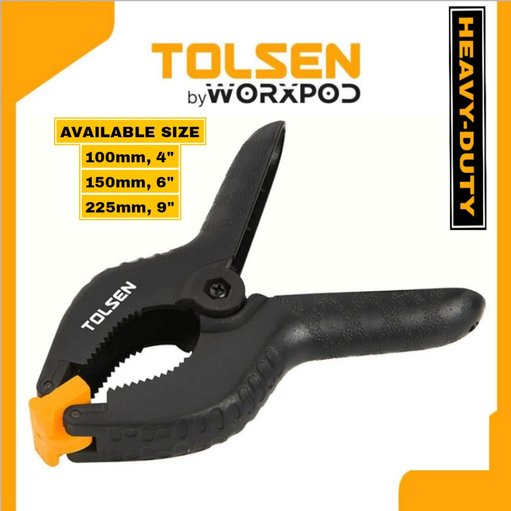 TOLSEN Heavy Duty Nylon Spring Clamp (4" | 6" | 9") with Soft Jaw | Durable & Strong – Model ...