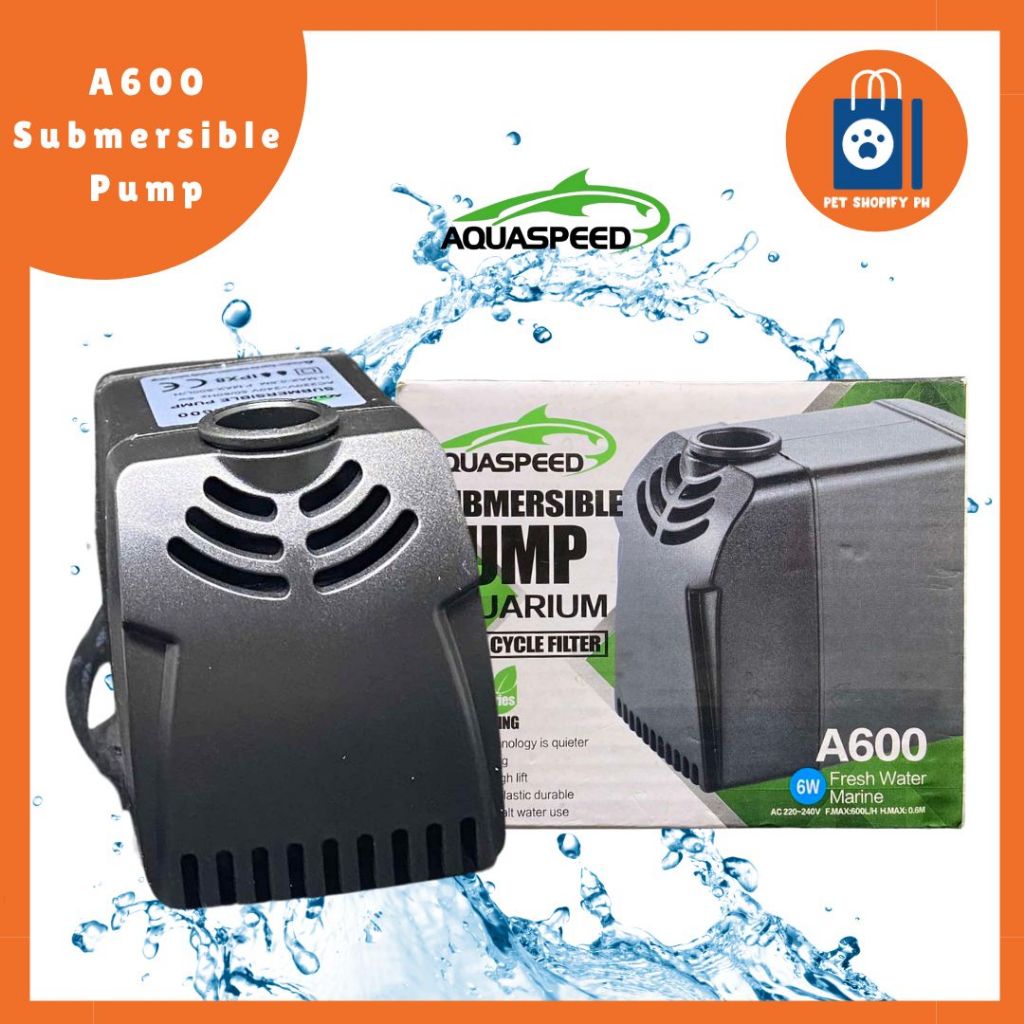Aquaspeed Submersible Pump A600 Aquarium Small Cycle Filter 6 Watts ...