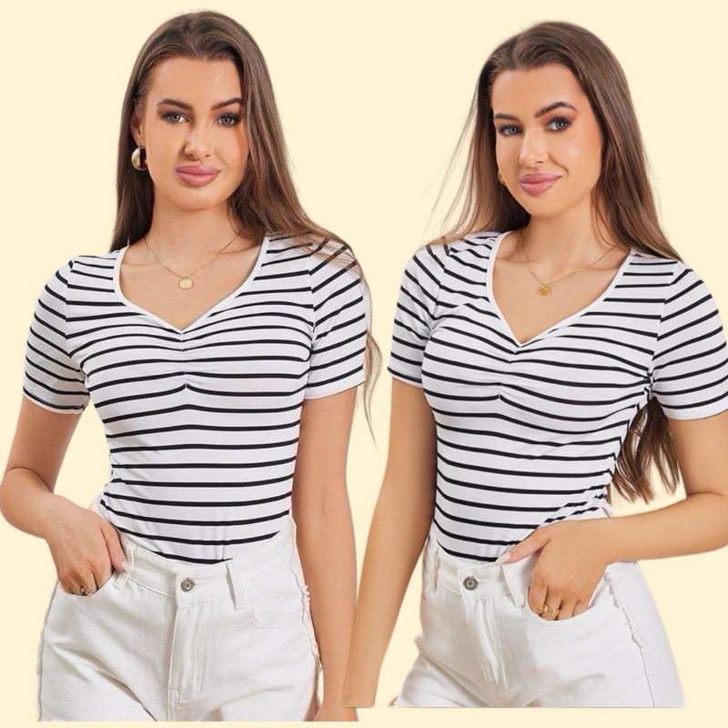 V-Stripes Top (S-2XL) | Shopee Philippines