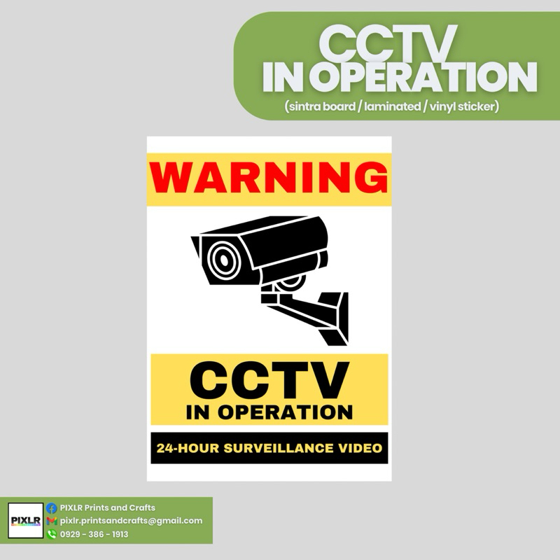 CCTV IN OPERATION Signage (Sintraboard/Laminated/Vinyl Sticker ...