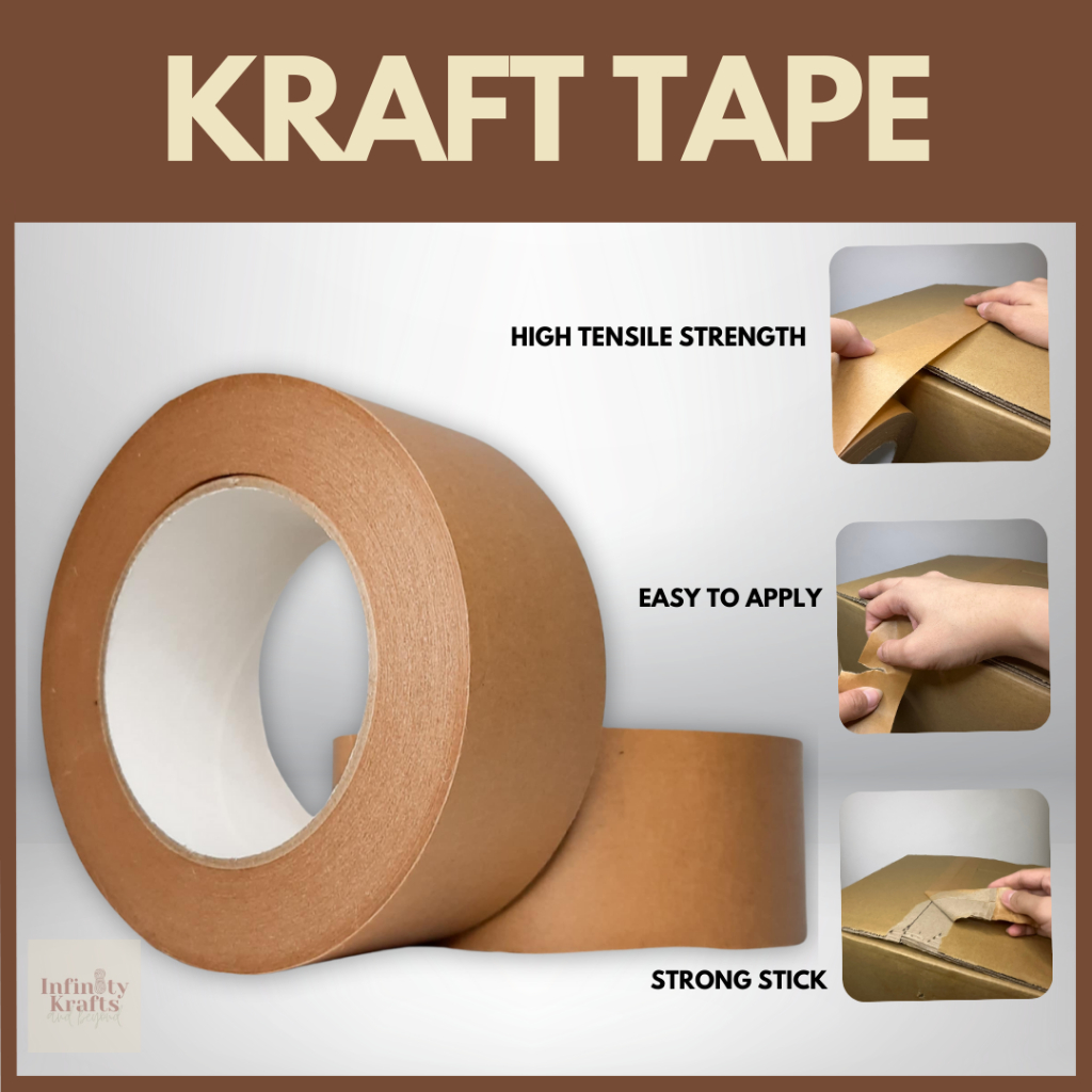 Writable Kraft Paper Tape | Self-Adhesive Brown Paper Packing Tape (0.5 ...