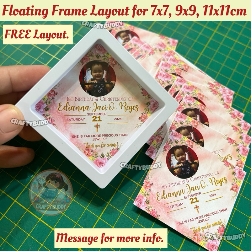 3D Floating Frame Souvenir LAYOUT (NO FRAME INCLUDED) for 7cm,9cm,11cm ...