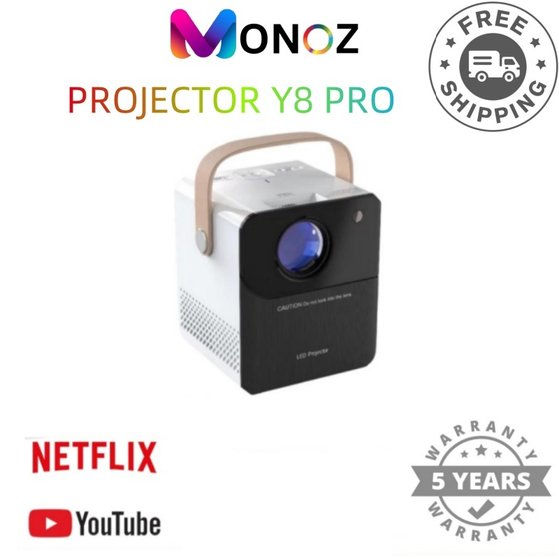 MONOZ Projector Y8 PRO Mini Portable Smart 6000 Lumens 4K UHD Projector ...