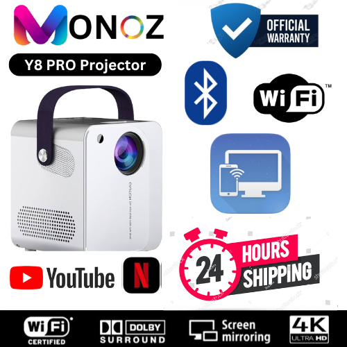 Projector Y8 Mini 4k 6000 Lumens HD 1080P 4K WiFi LED Android Mini ...