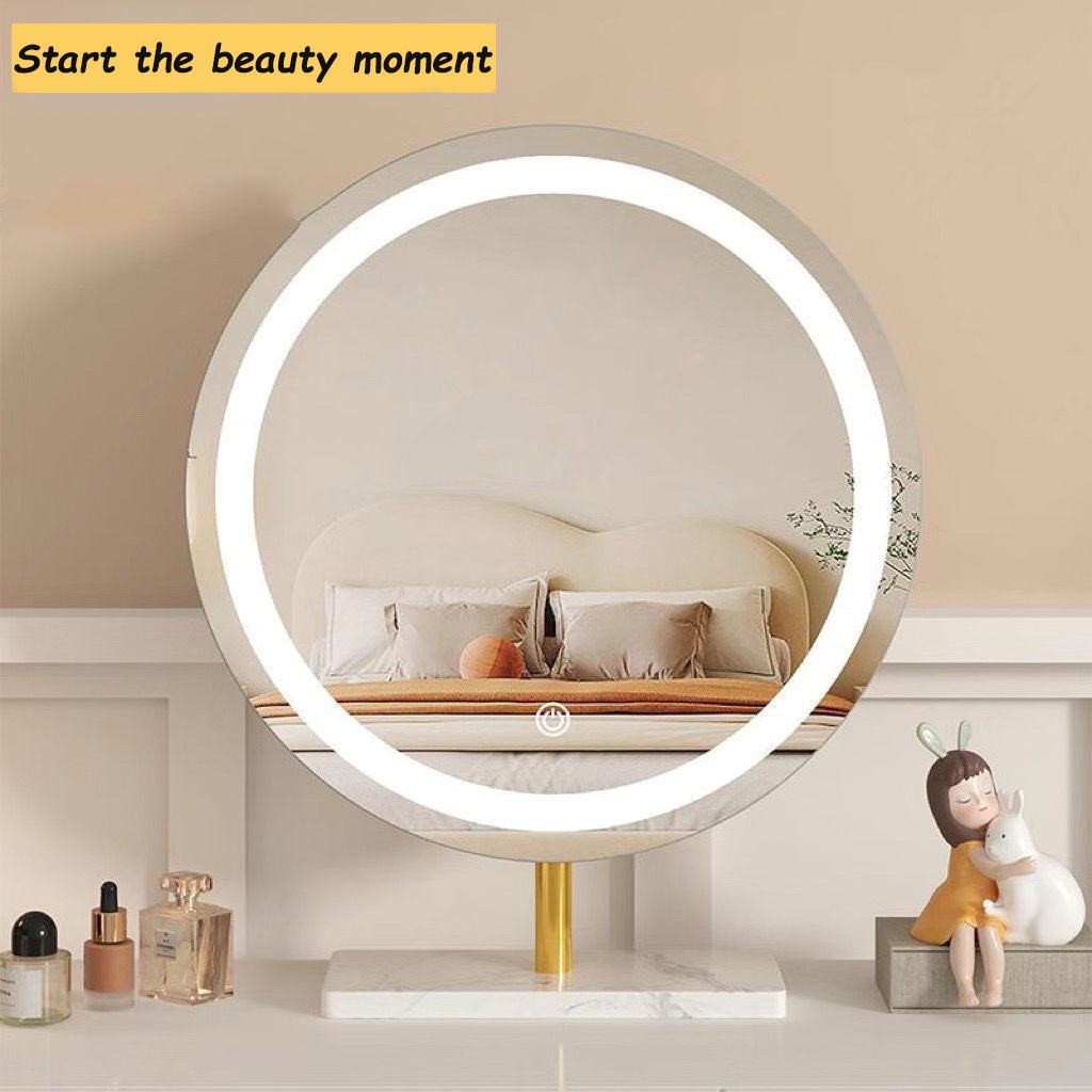 Makeup mirror desktop LED light bedroom rotating vanity mirror ...
