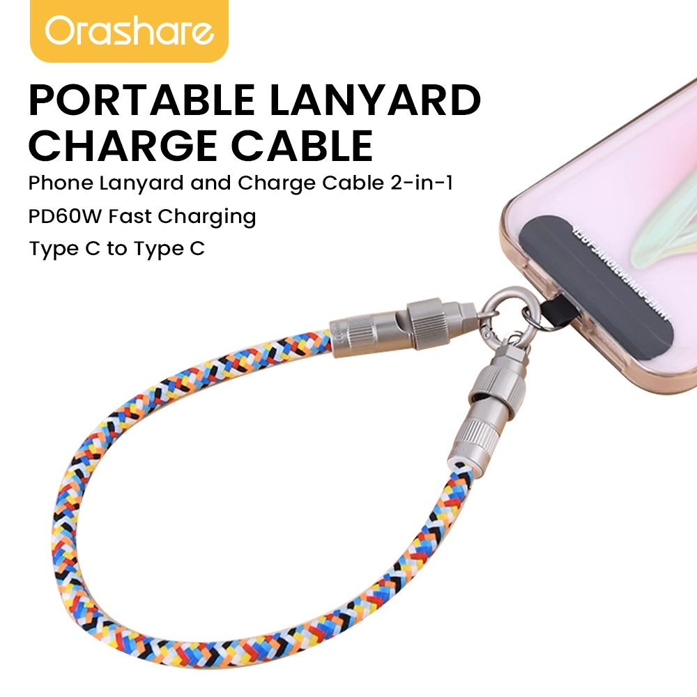 Orashare PWS03 Portable Phone Lanyard Charging Cable 2-in-1 Short Wrist ...