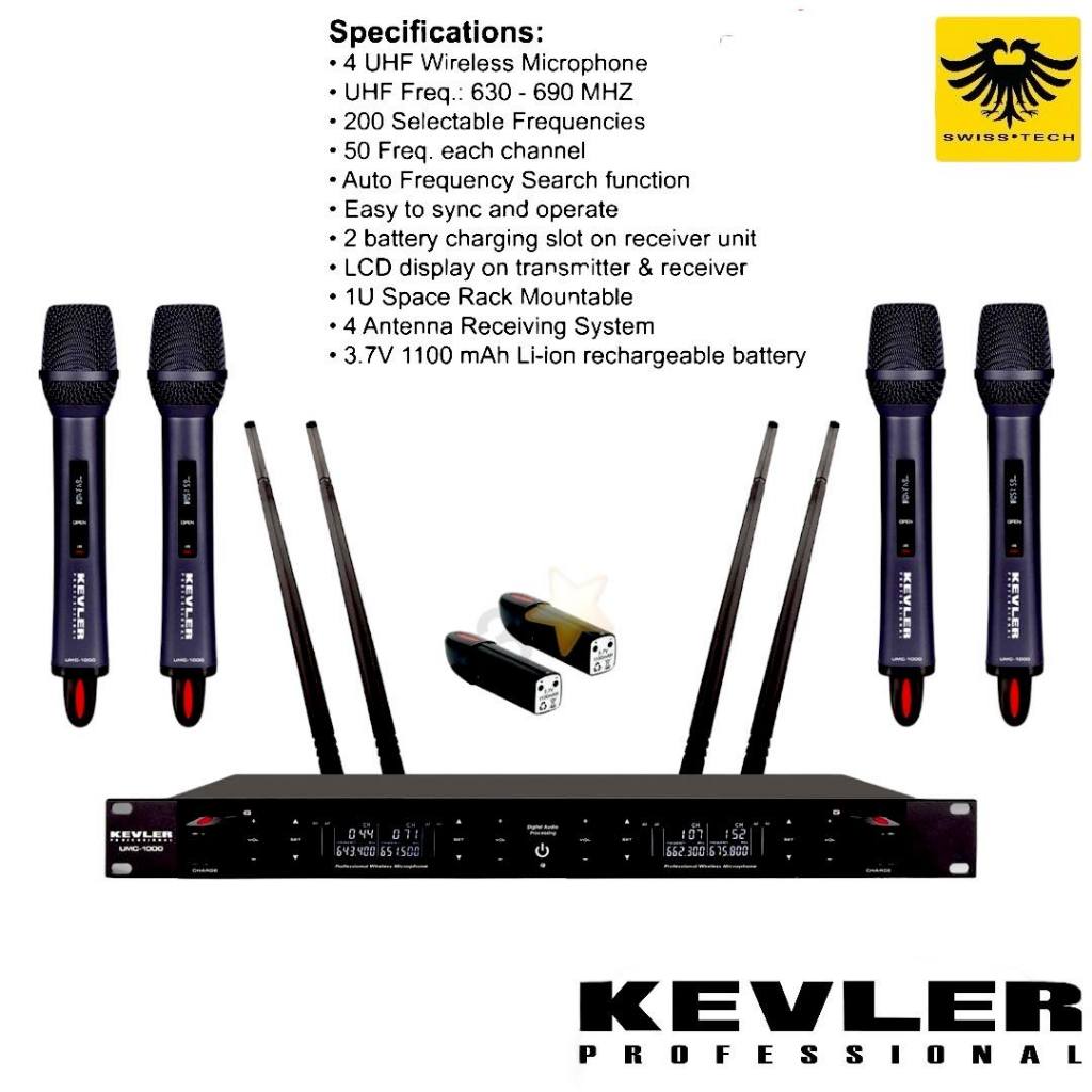 Kevler UMC-1000 4 UHF wireless microphone System Audio microphone ...