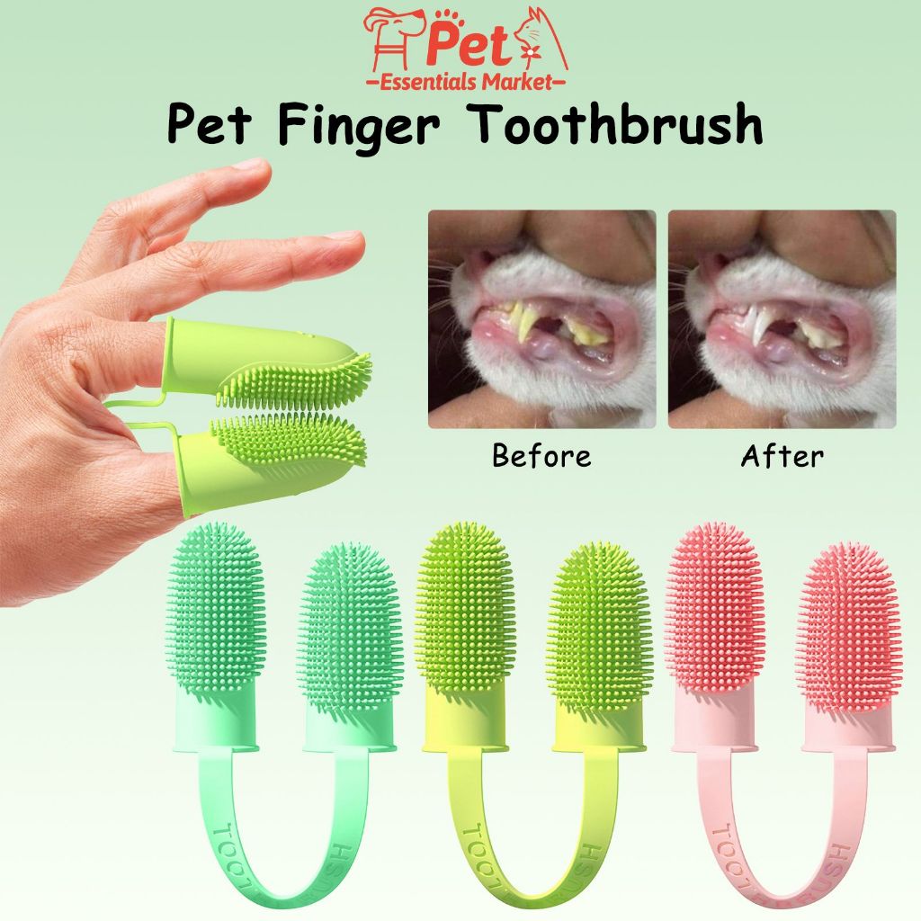 Pet Tooth Brush Dog Teeth Cleaning Finger Cover Silicone Finger ...