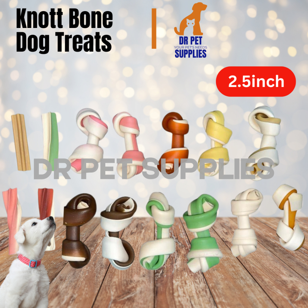 2.5 inch Bone Knot Treat Knott Food Rawhide Dog per piece selling All ...