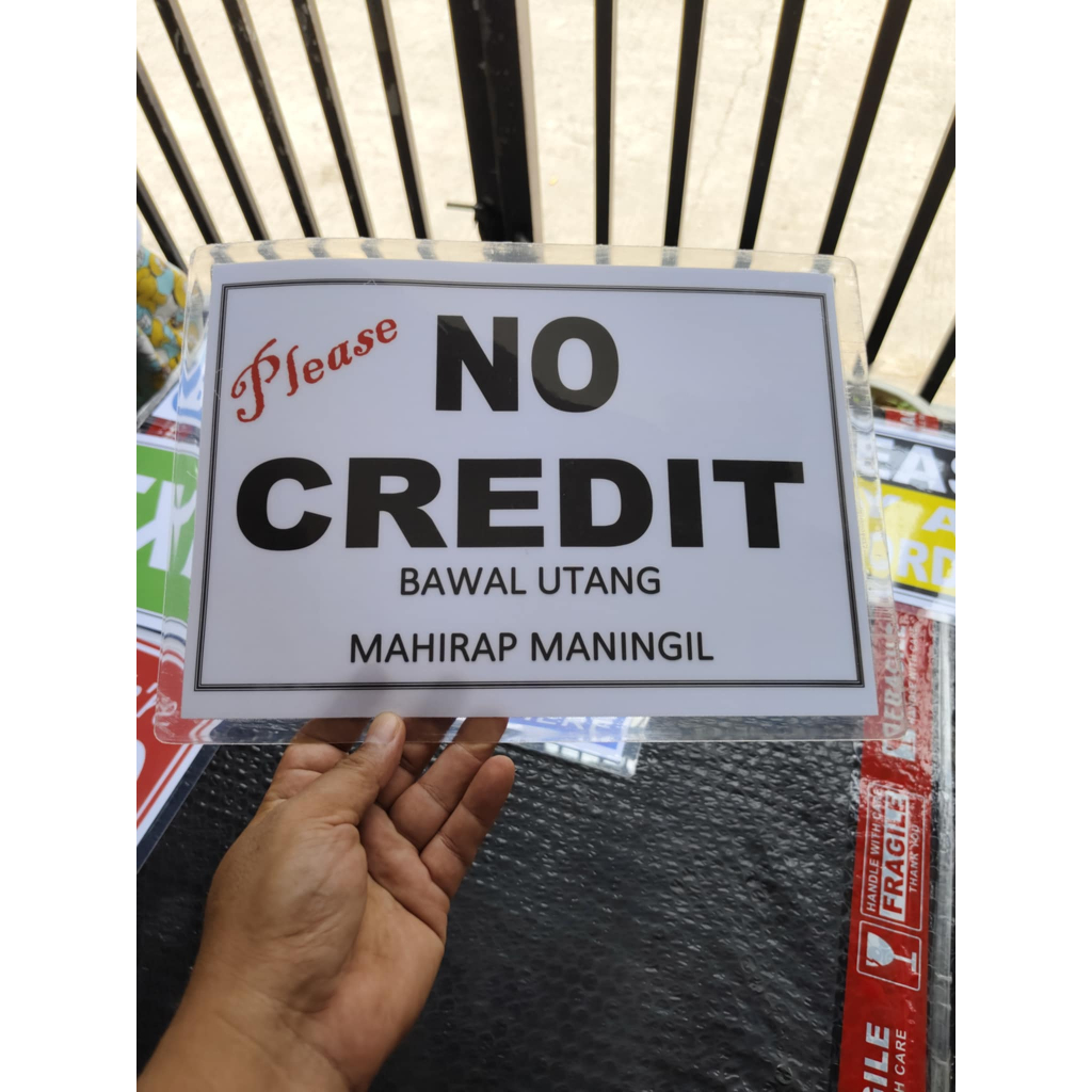 NO CREDIT signage A4 size | Shopee Philippines