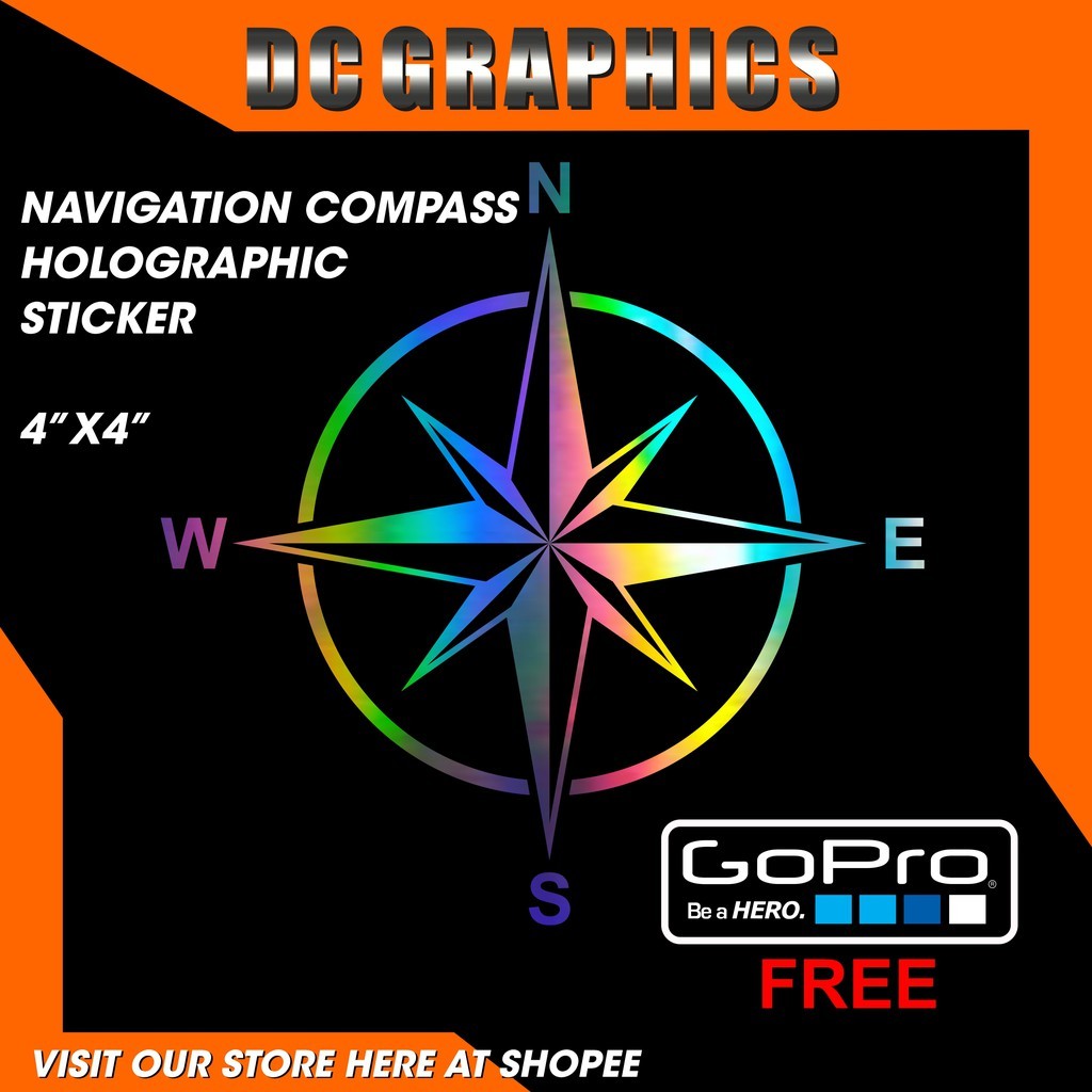 NAVIGATION COMPASS HOLOGRAPHIC STICKER | Shopee Philippines