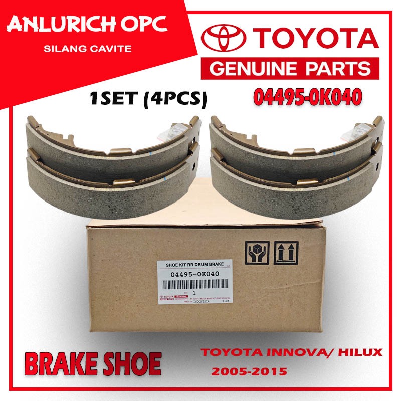ORIGINAL TOYOTA INNOVA / HILUX 2005-2015 BRAKE SHOE KIT 04495-0K040 ...