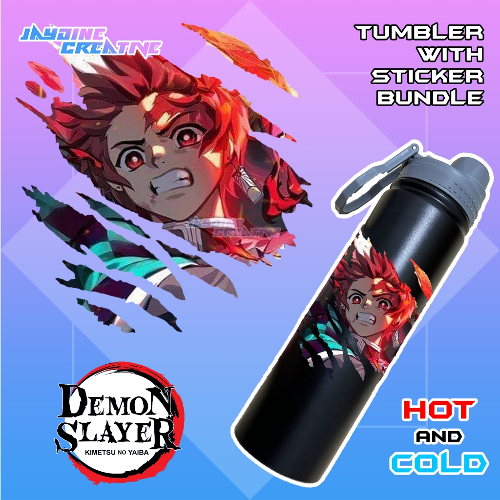 Demon Slayer D1 Tanjiro Tumbler with scratch sticker hot & cold sports ...