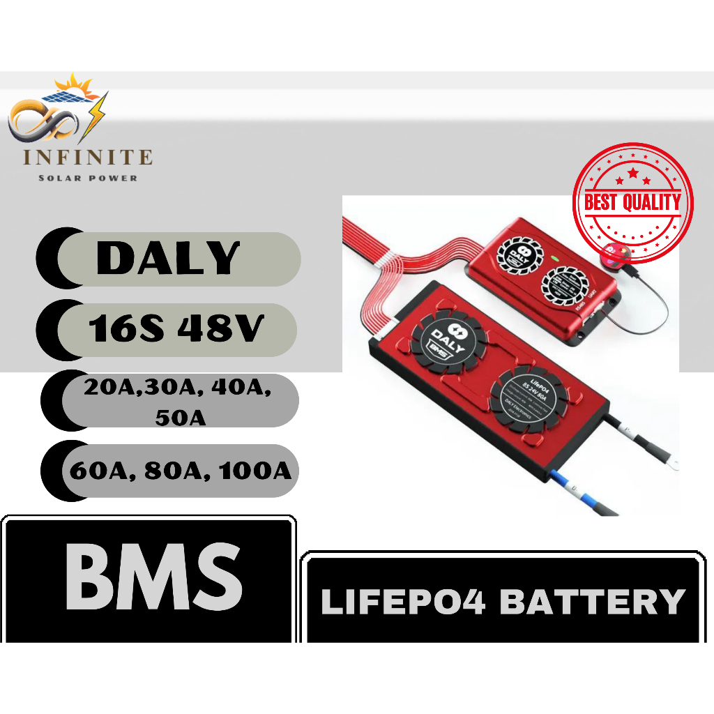 DALY BMS 16S 48V 20A, 30A, 40A, 50A, 60A, 80A, 100A, For lifepo4 32650 ...