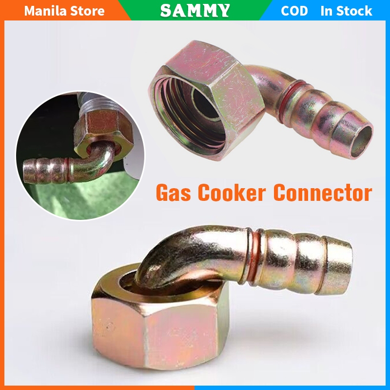 Brass 90-Degree Gas Stove Connector Universal Swivel Fitting Inlet Bend ...