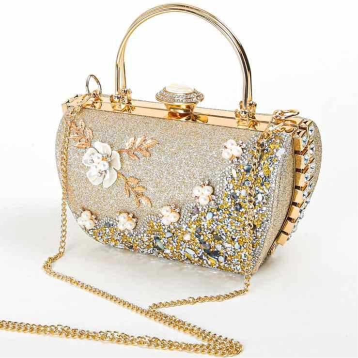 High-end Ladies Flower Dinner Banquet Ladies Handbag Diamond Floral ...