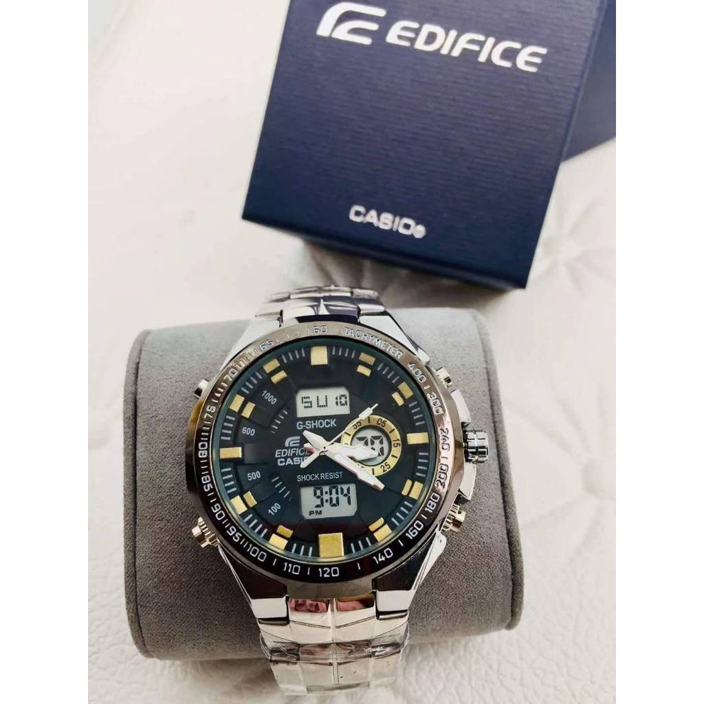 EDIFICE Casio Watch For Men Stainless Dual Time Digital And Analog ...