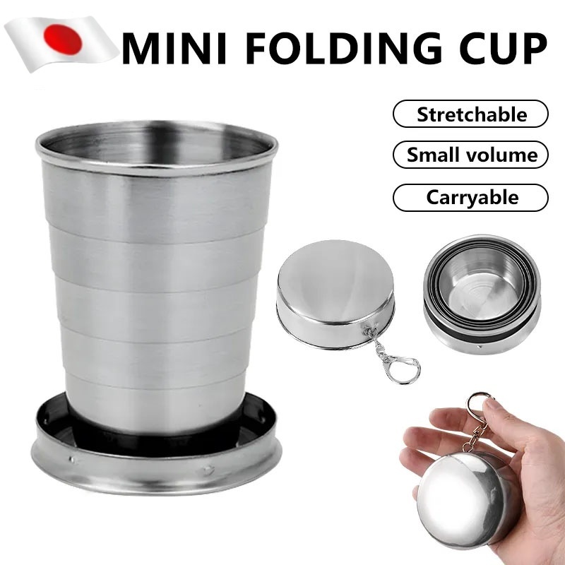 250ML Stainless Steel Folding Cup Collapsible Cup with Keychain ...